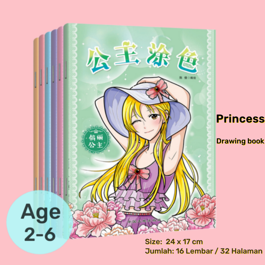 Jual Princess drawing DIY Buku gambar mewarnai anak perempuan art craft ...