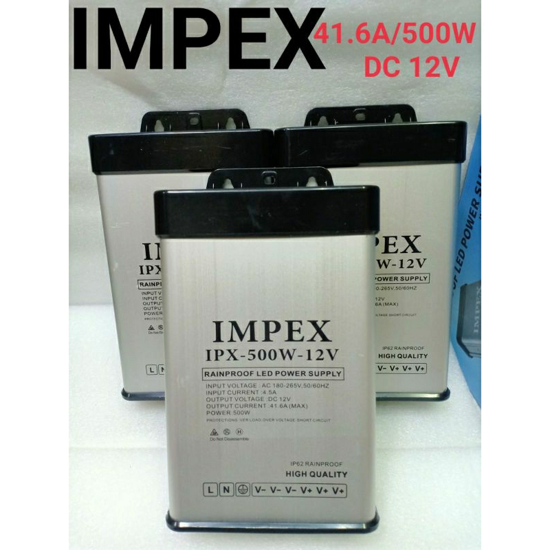 Jual power supply rainproof IMPEX 41.6A 500W outdoor DC 12V | Shopee ...