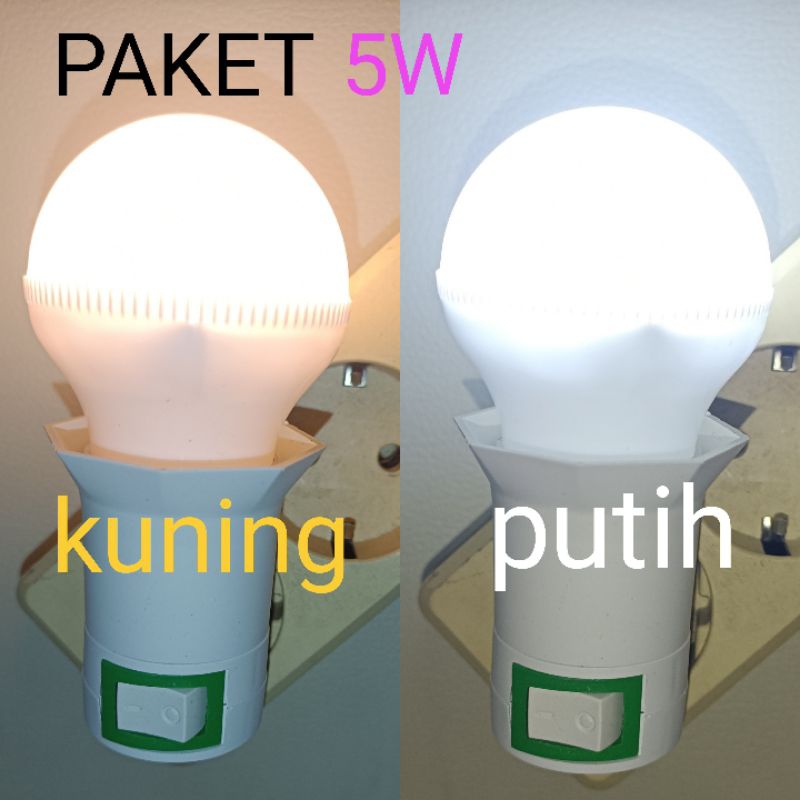 Jual 1SET 5W LENGKAP - LAMPU LED 5 WATT plus FITTING COLOK ON OFF ...