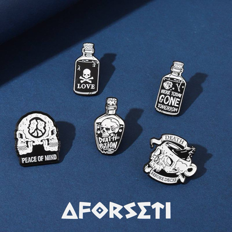 Jual PIN ENAMEL “SKULL BW” BROS PIN / BROOCH / PIN COUPLE / PIN ...