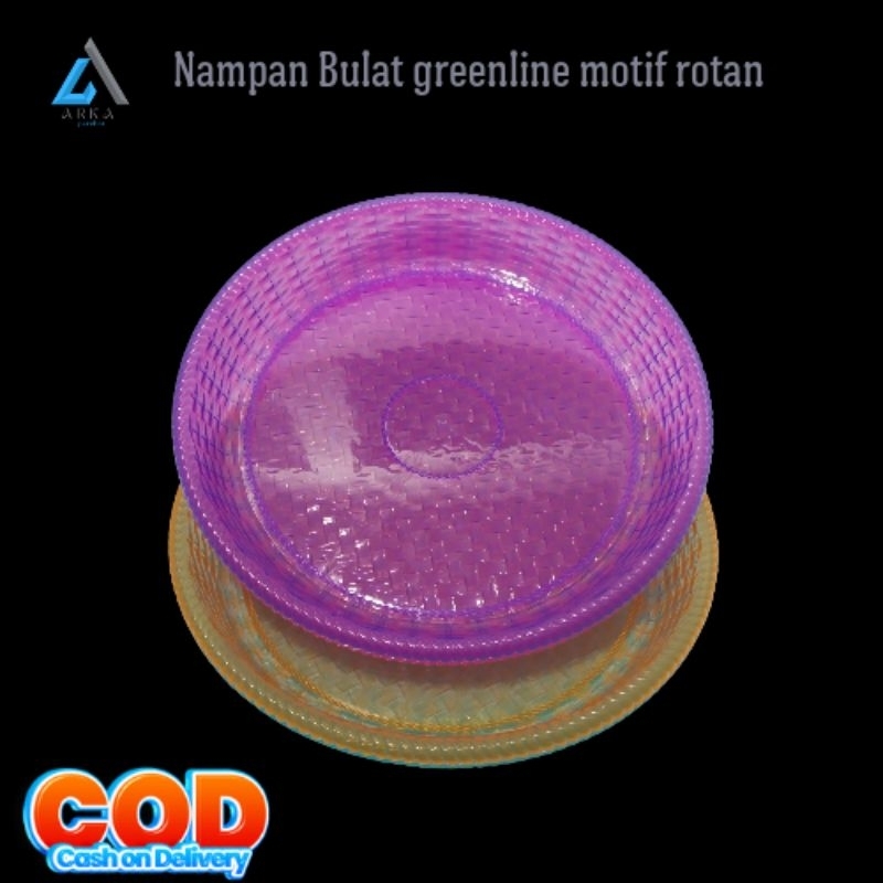 Jual Nampan Bulat bening/nampan motif anyaman greenlind/nampan warna ...