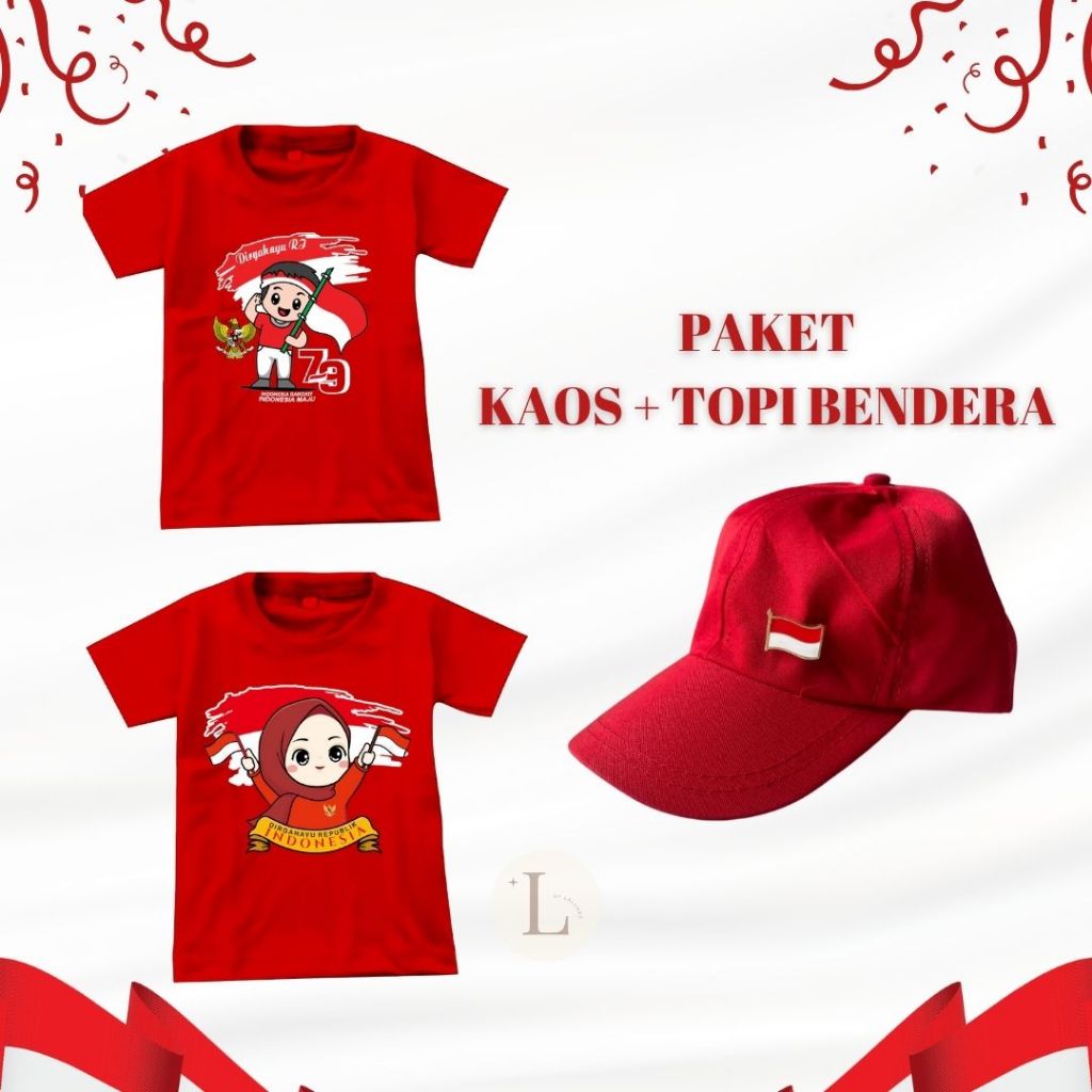 Jual PAKET MURAH Kaos dan Topi Anak Kemerdekaan 17 Agustus / Acara ...