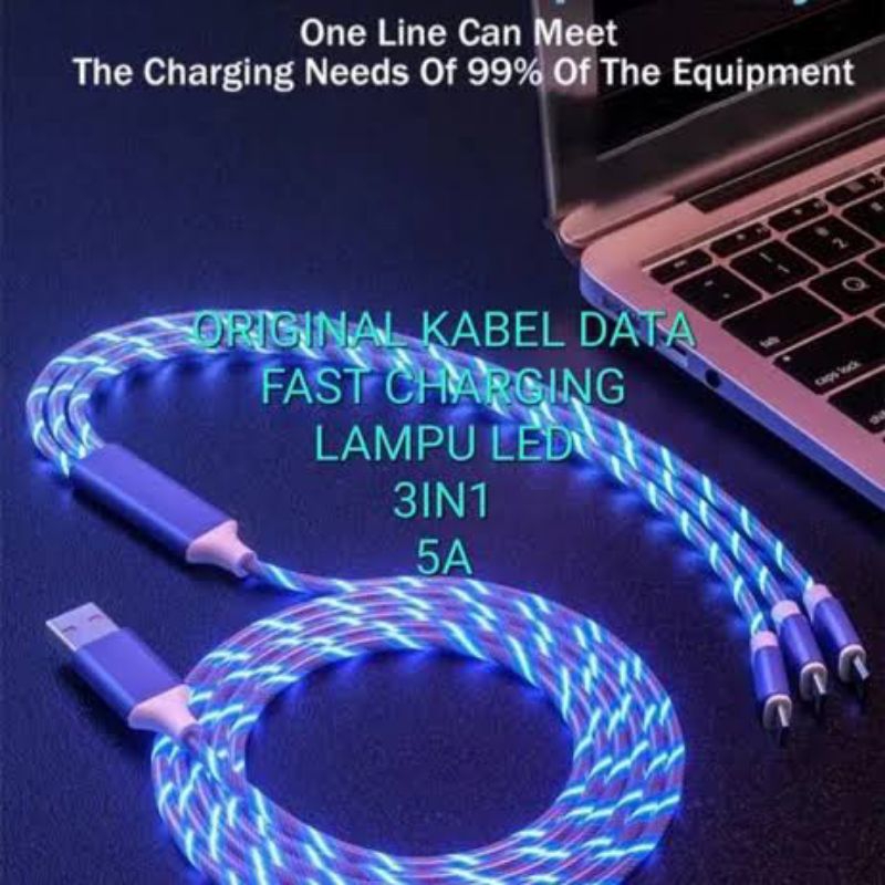 Jual Kabel Data LED 3in1 (Micro, Type C, Lightning) Fast Charging ...
