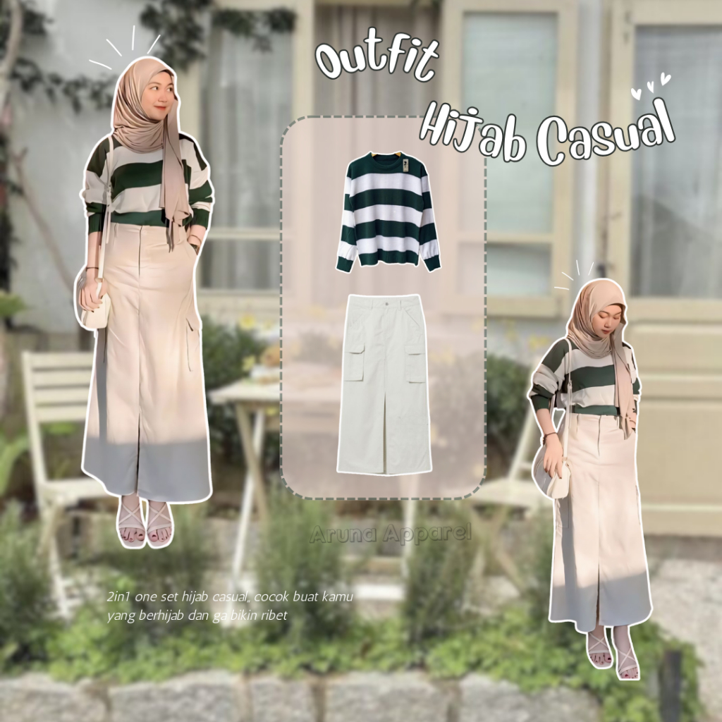 Jual 2in 1 One Set Hijab OOTD Style Korean Look Outfit Pinterest ...