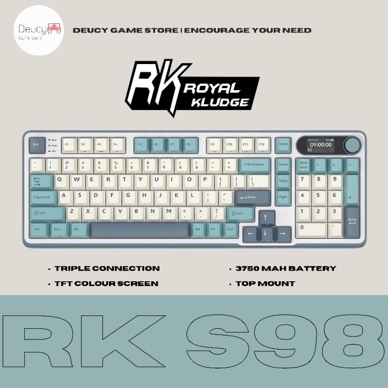 Jual Royal Kludge RK S98 Top Mount Triple Connection With LED Screen Mechanical Keyboard ...