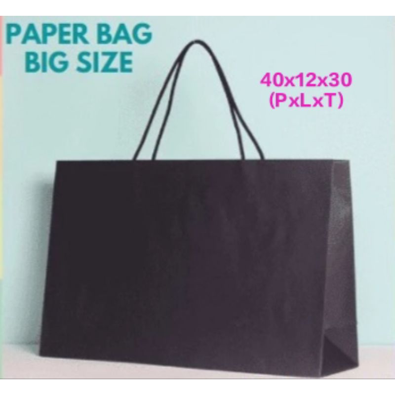Jual (6 pcs) Shopping Bag Hitam uk. 40x30 (landscape) | Shopee Indonesia