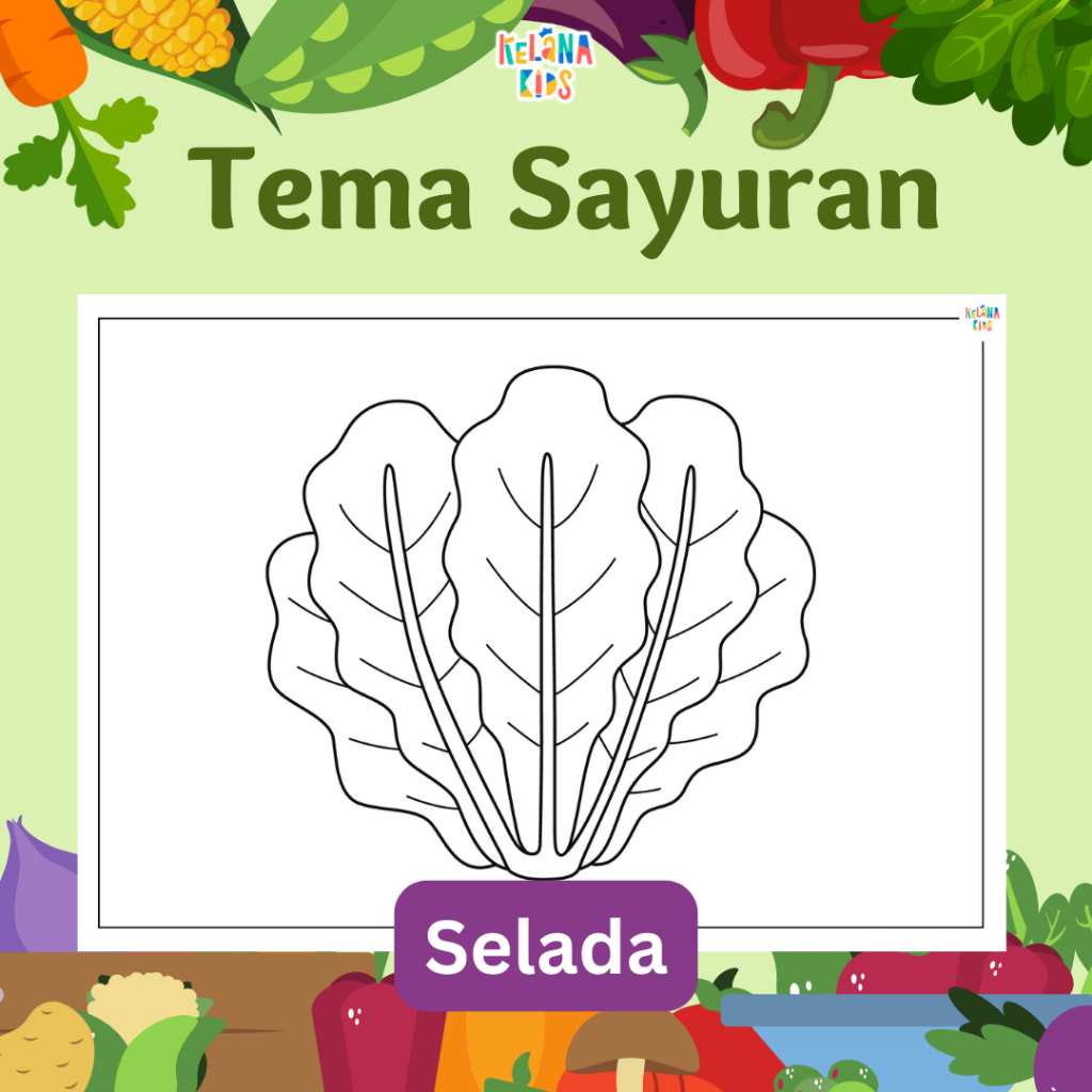 Jual Lembar Kertas Sketsa Mewarnai Gambar Sayur - Vegetable Coloring ...
