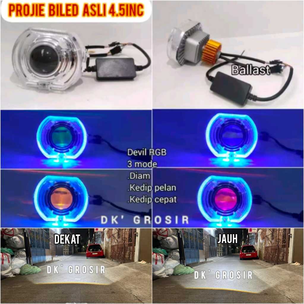 Jual Lampu Projie Biled LED Asli 4.5inc DEVIL 3 mode RGB plus Driver ...