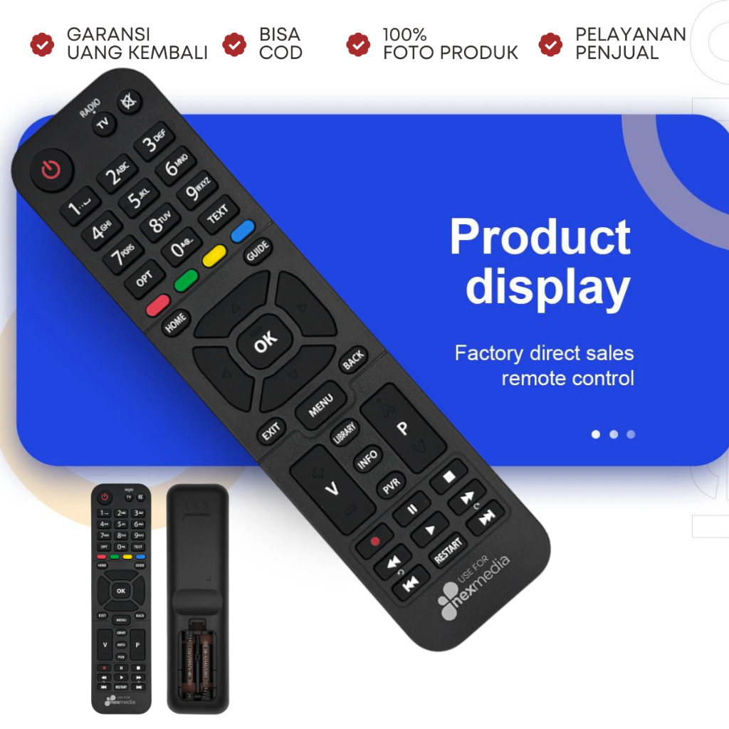 Jual Remot Remote Receiver Parabola NEXMEDIA Set Top Box DVB T2 / K-vision K1100 STB Nex media ...