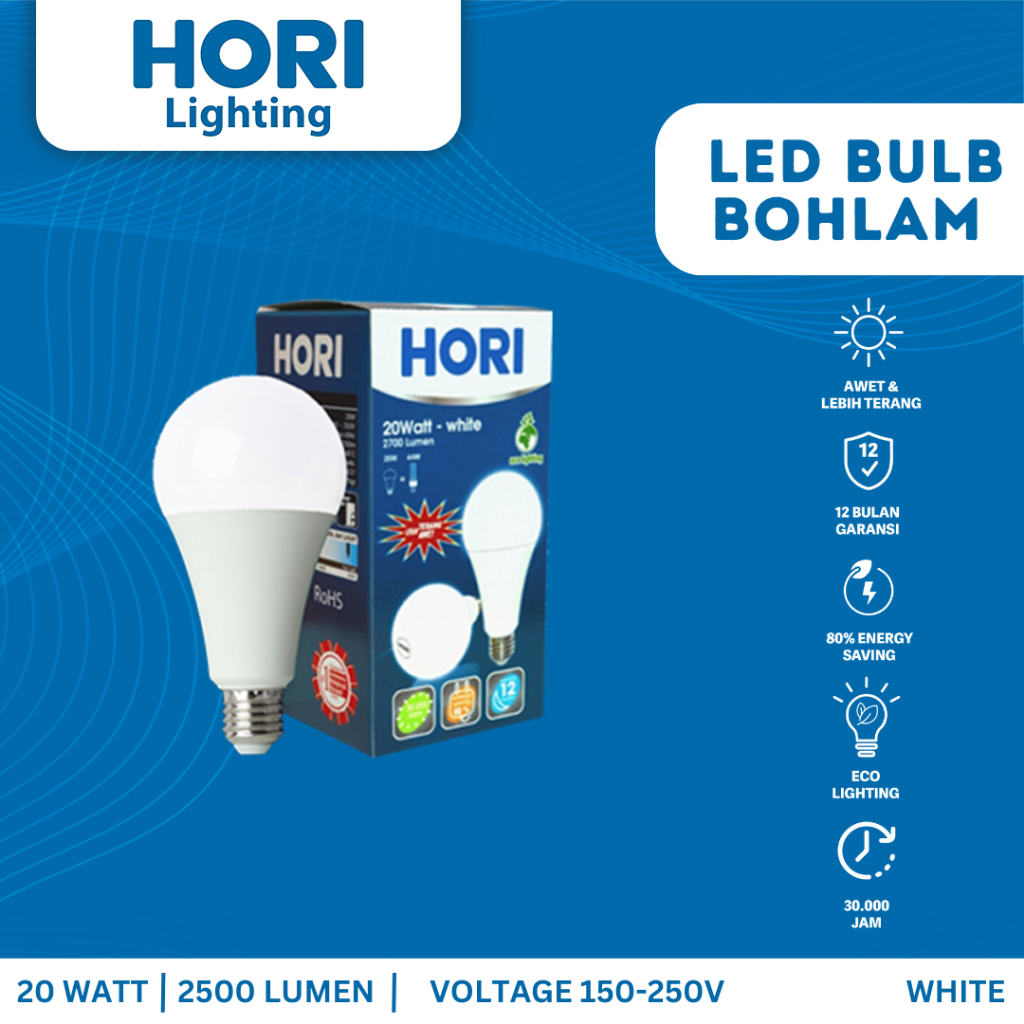 Jual HORI Lampu LED Bulb Bohlam 20 Watt - Putih | Shopee Indonesia