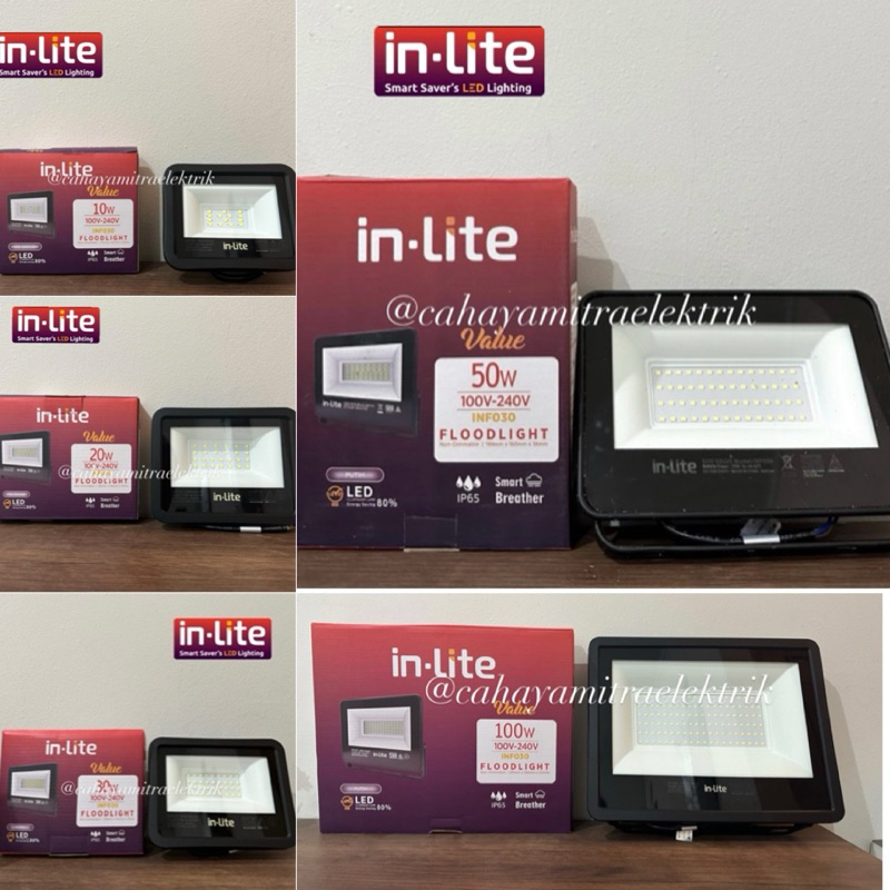 Jual LAMPU SOROT FLOODLIGHT LED INLITE VALUE 10W, 20W, 30W, 50W, 100W ...