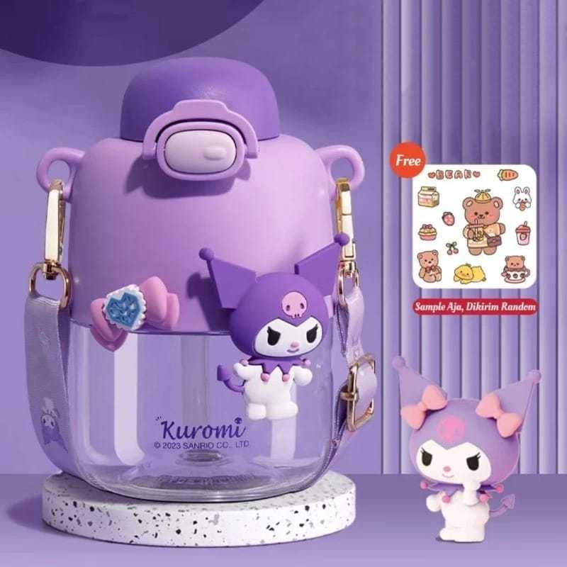 Jual BOTOL MINUM ANAK KARAKTER SANRIO KUROMI WARNA UNGU 550ML TALI ...