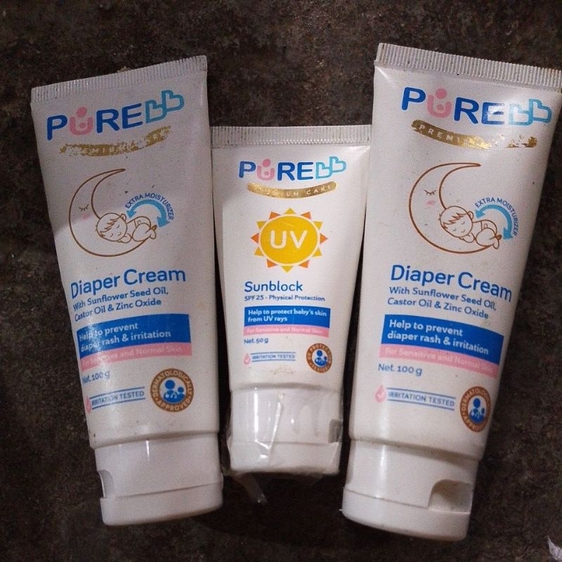 Jual Pure BB Diaper cream 100g & Sunscreen 50g Exp 08/2025 | Shopee ...