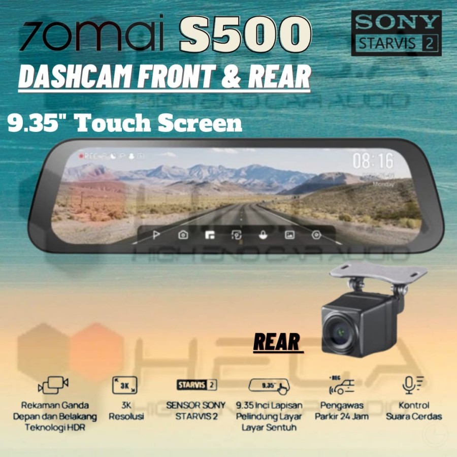 Jual 70mai S500 Dashcam Set 9.35'' Touchscreen 3K Front & Rear Dash Cam ...