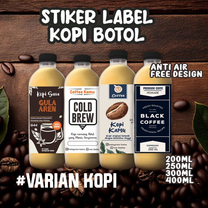 Jual CETAK STIKER LABEL MINUMAN BOTOL KOPI // Stiker Minuman "250" mili ...