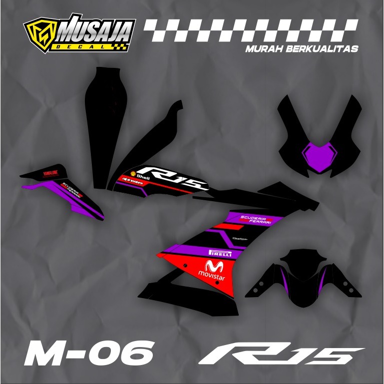 Jual Stiker Decal R15 hitam ungu merah full body - dekal r15 fullbody ...