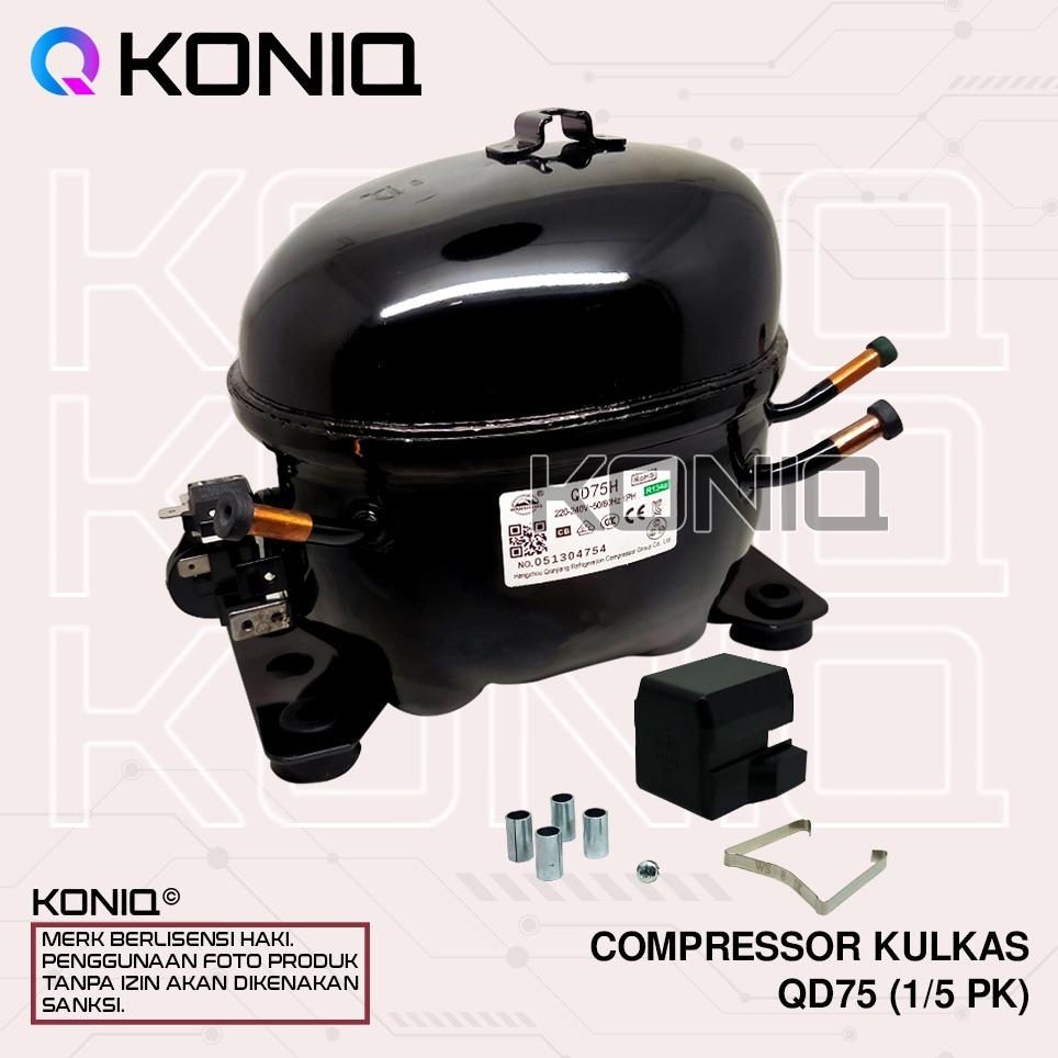 Jual COMPRESSOR / KOMPRESOR KULKAS 2 PINTU TYPE QD75 1/5 PK | Shopee ...