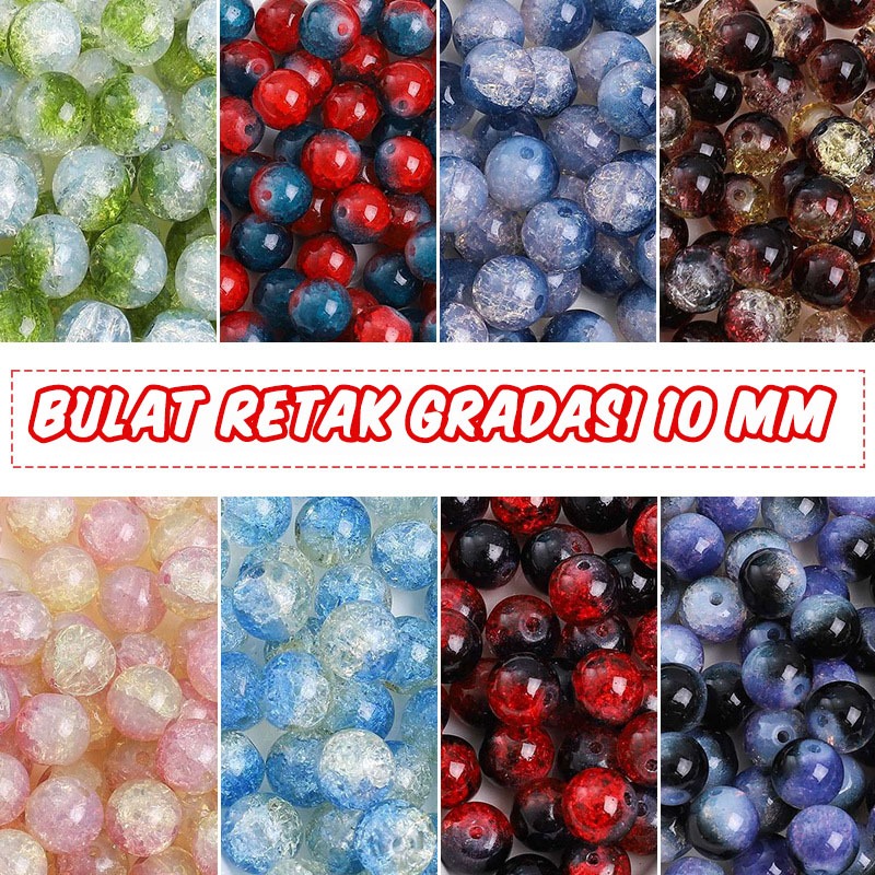 Jual 1 Bag Manik-manik Kaca Genuine Glass Beads - Bulat Retak Gradasi ...