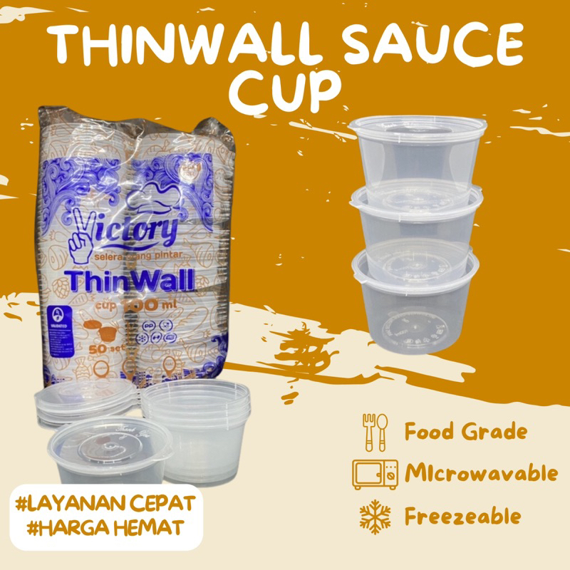 Jual Thinwall Cup 25ml 35ml 60ml 100ml 150ml Pack Bulat Cup Sambel Cup ...