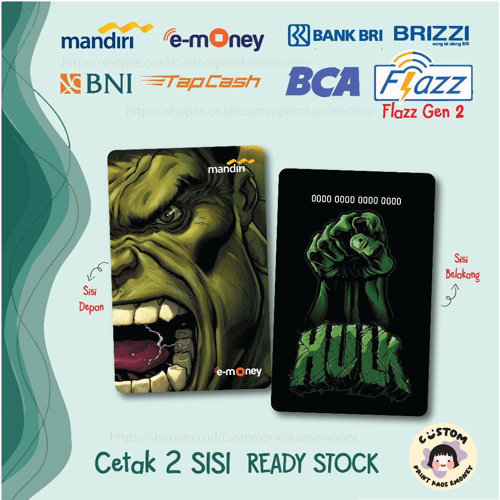 Jual KARTU E MONEY E TOLL SUPERHERO HULK MARVEL HERO GREEN AVENGERS ...