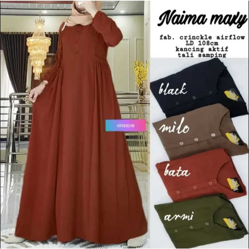 Jual GAMIS CRINKLE NAIMA MAXY DEWASA TERBARU / DRESS WANITA TERBARU ...