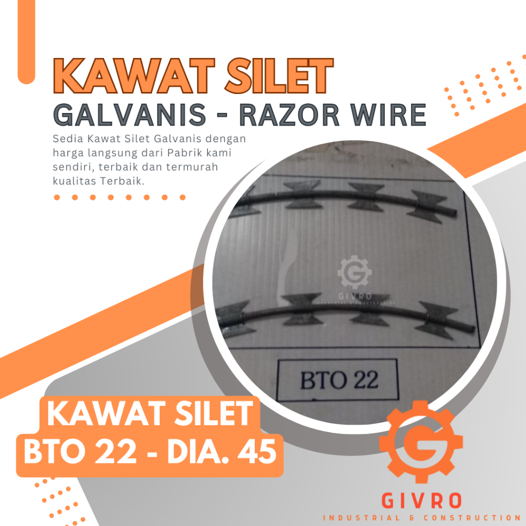 Jual Kawat Silet BTO 22 Diameter 45 Galvanis | Razor Wire - Kawat Anti ...