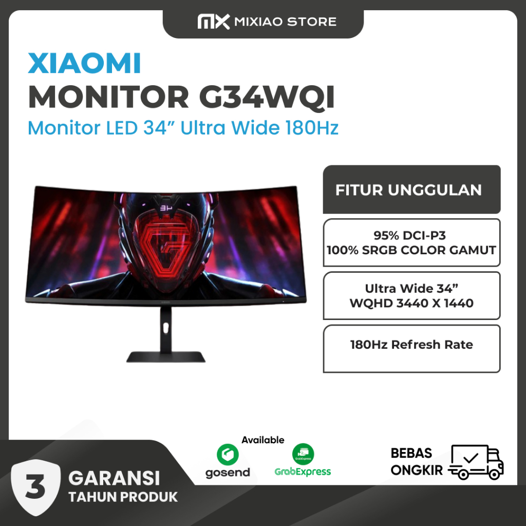 Jual Xiaomi Mi Monitor 34" G34WQi WQHD Ultrawide 180Hz Curved Gaming ...