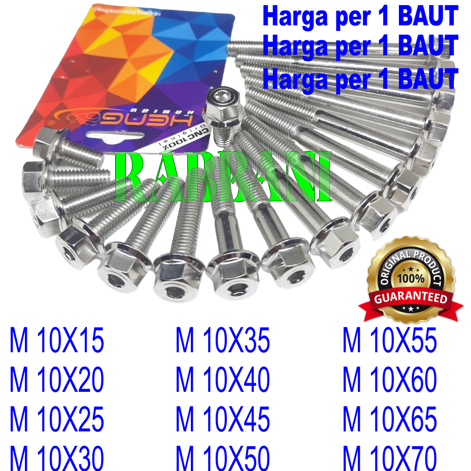Jual Probolt M10 Baut 14 Ulir 10 mm Halus Stainless Ori HENG Thailand M ...