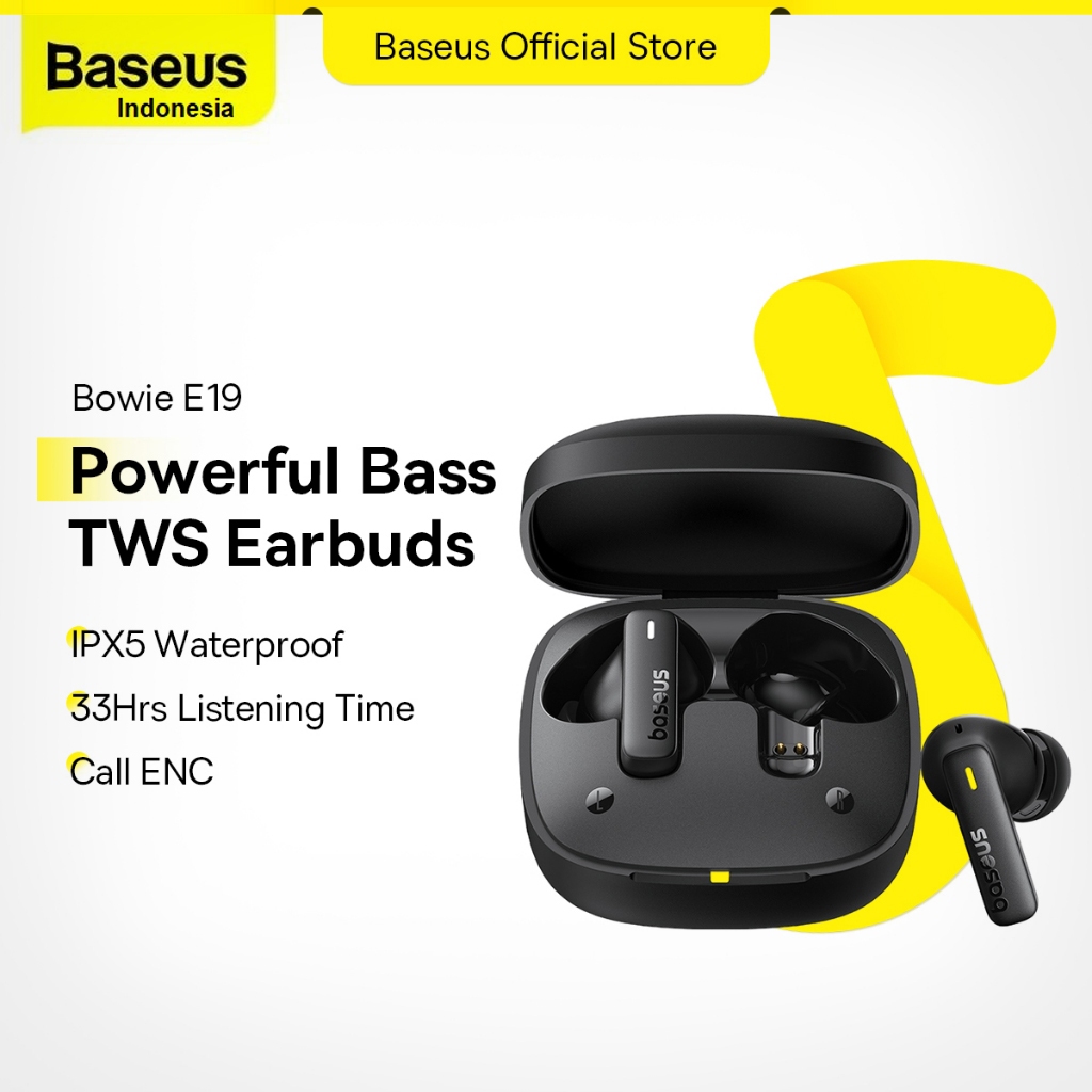 Jual Baseus TWS Bowie E19 ENC Bluetooth 5.3 Earphone Earbuds IPX5 Waterproof Headset True ...