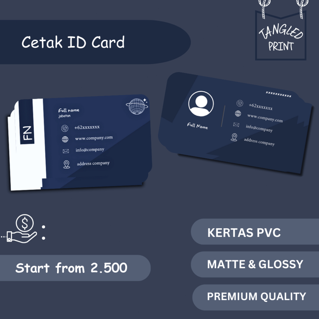 Jual CETAK ID CARD | PREMIUM QUALITY | BAHAN PVC | 1 SISI DAN 2 SISI | Tanpa Minimal Pembelian ...