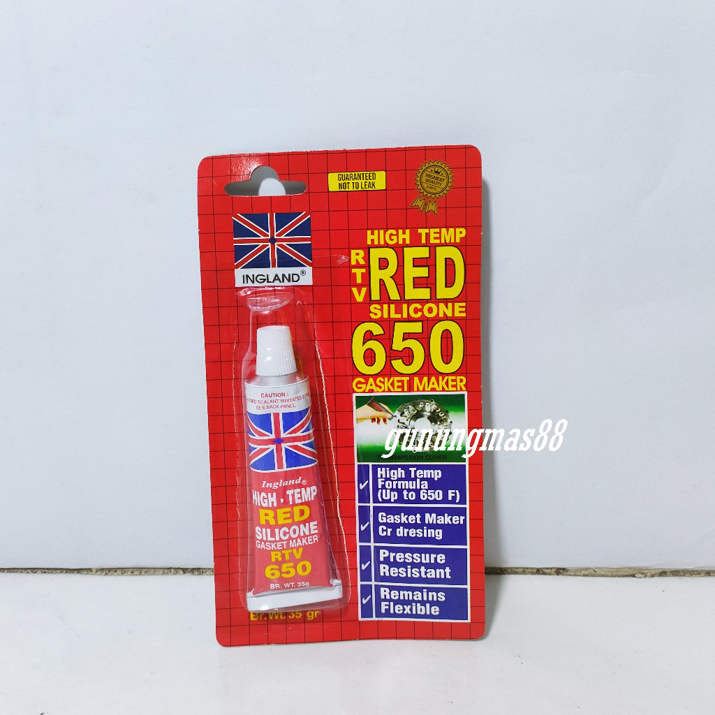 Jual Lem RED kecil RTV Silicone 650 High Temp Gasket Maker Paking 35gr ...