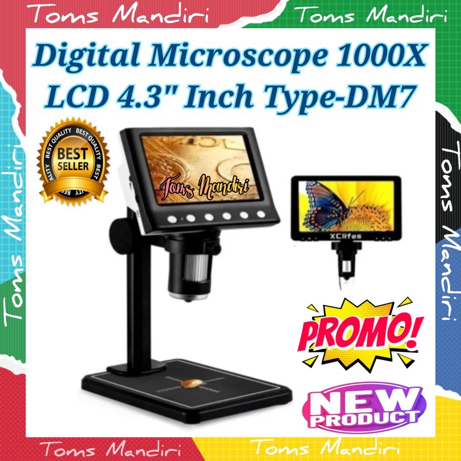 Jual Digital Microscope / Mikroskop Type-DM7 1000X LCD 4.3" Inch | Shopee Indonesia