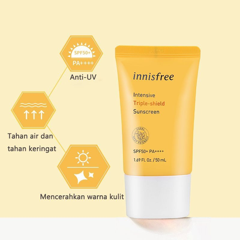 Jual Innisfree Intensive Triple Shield Sunscreen SPF50+ PA++++ 50ml/Brighten and whiten/Long ...