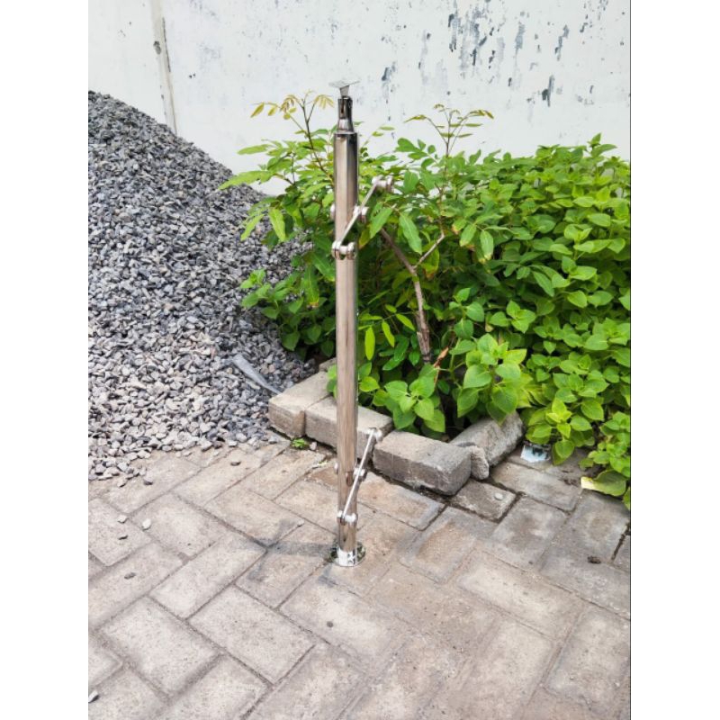 Jual Tiang railing tangga stainless bulat model kaca | Shopee Indonesia