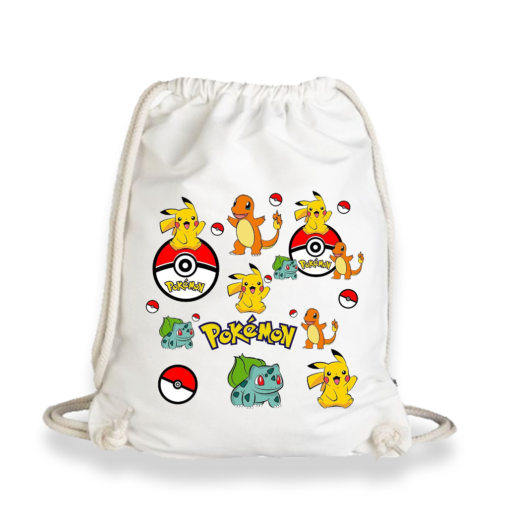 Jual Tas Serut Premium Pokemon - Stringbag Kanvas Putih 30x40 Bisa ...