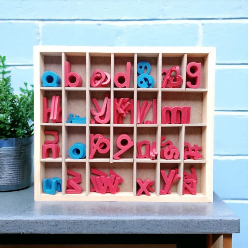 Jual Large Moveable alphabet Montessori bahan kayu - free bubble wrap ...