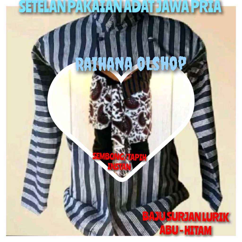 Jual SEPAKET BAJU ADAT JAWA PRIA | SEMBONG/TAPIH INSTAN + SURJAN LURIK ABU HITAM | PAKAIAN ...