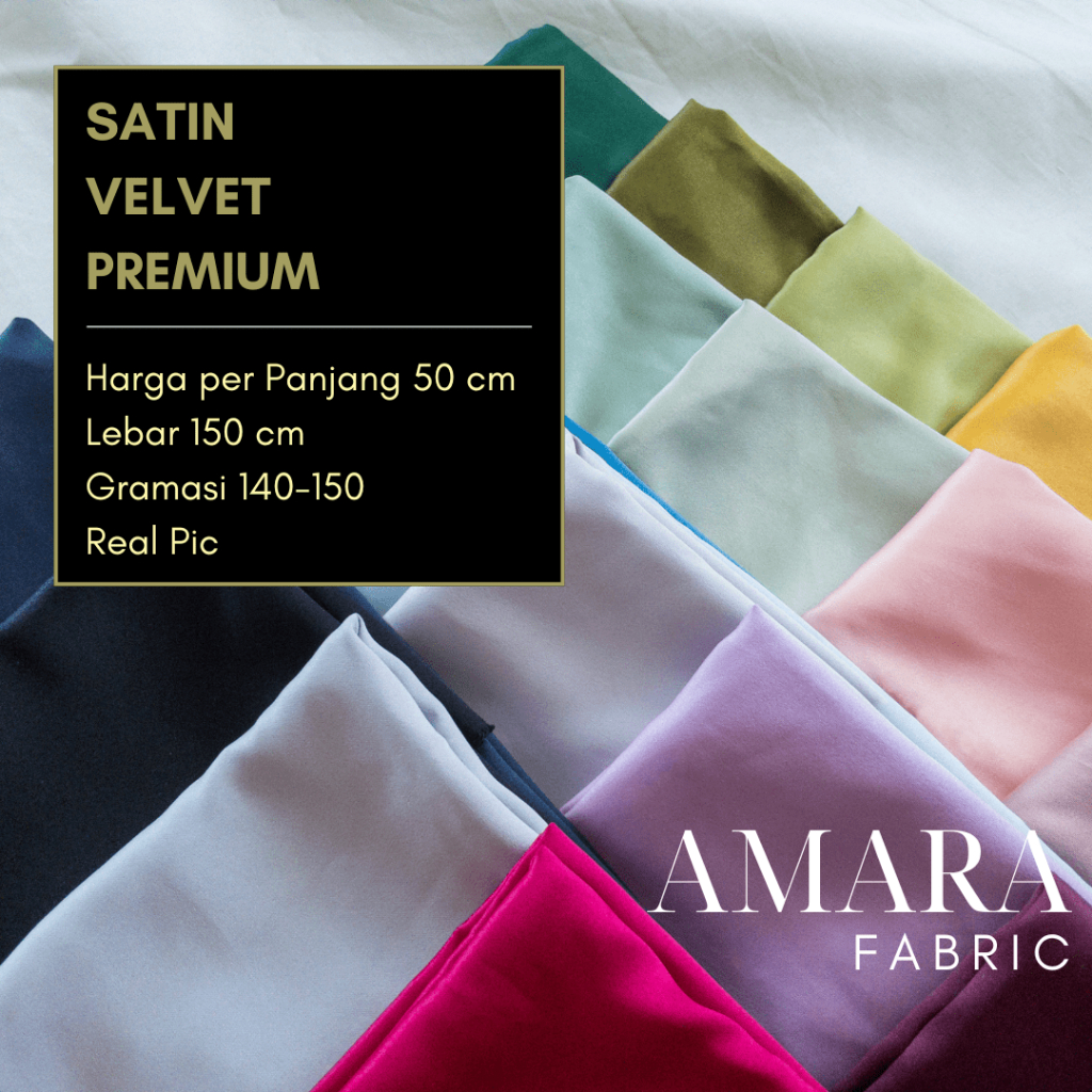 Jual Kain Satin Silk Velvet PREMIUM ½ Meter / Sateen Sutra Kilap Doff ...