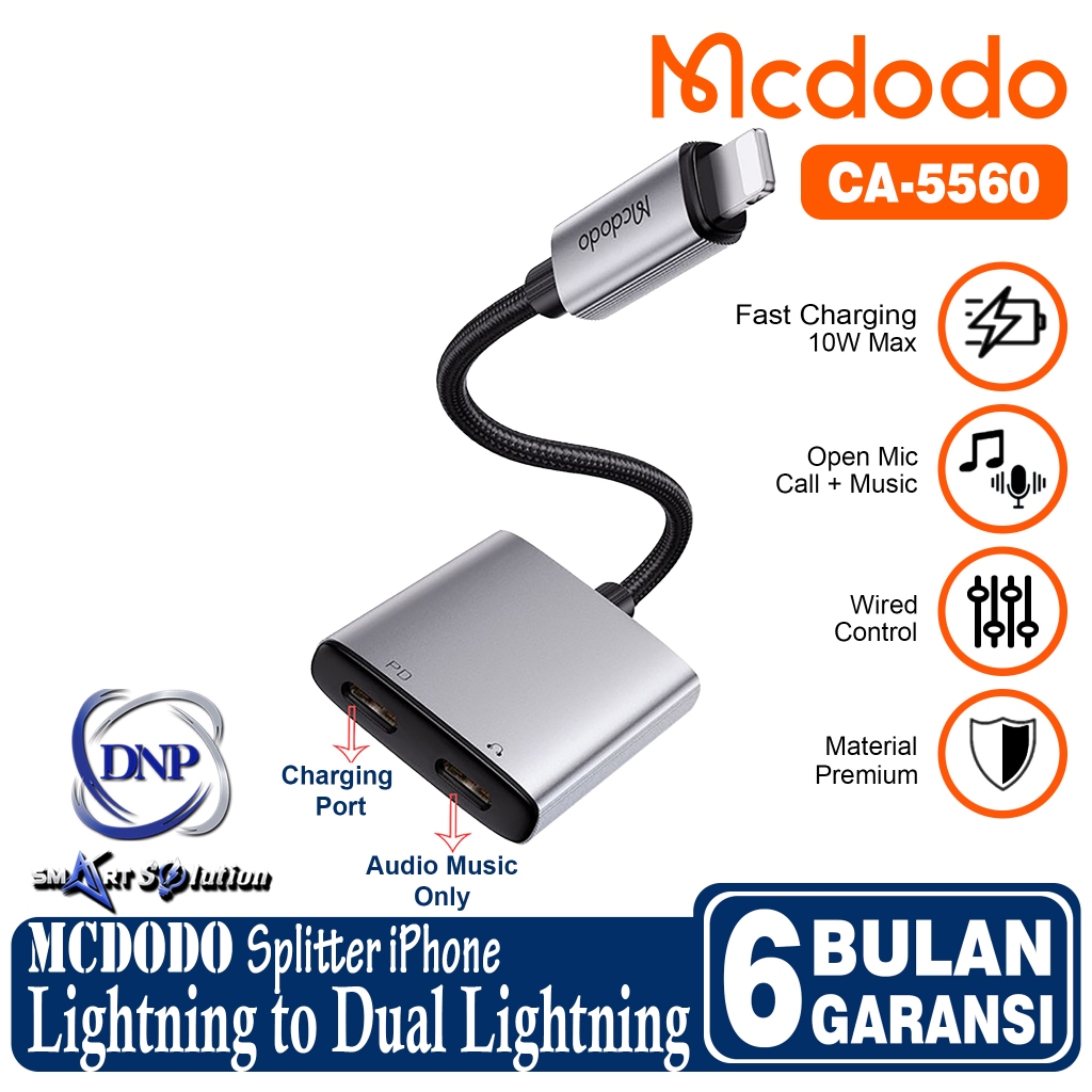 Jual MCDODO CA-5560 Splitter Lightning to Dual Lightning Calling ...