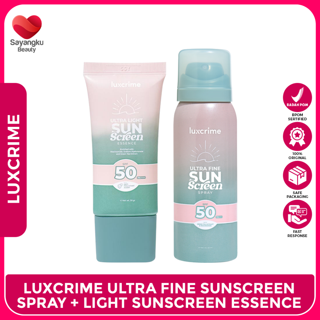 Jual LUXCRIME Ultra Fine Sunscreen Spray 50 ml & LUXCRIME Light Sunscreen Essence 30 g | Shopee ...