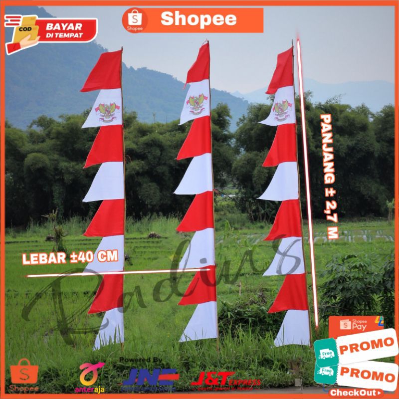 Jual BENDERA UMBUL UMBUL ZIG ZAG PANJANG 2,7M BAHAN POLYESTER GRAD A | Shopee Indonesia