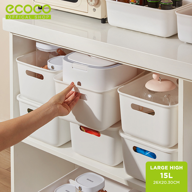 Jual ECOCO Organizer Box Large High [26x35x20.3 cm] - Box Penyimpanan Ada Pegangan Kuat Design ...