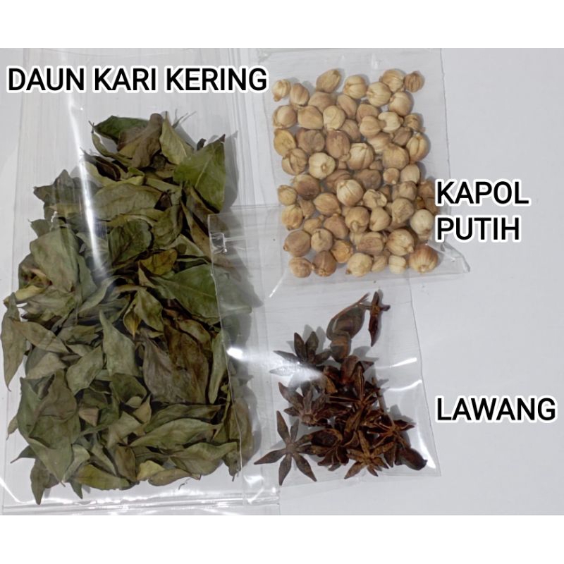 Jual REMPAH TAMBAHAN DAUN KARI KERING KAPULAGA PUTIH DAN LAWANG ...