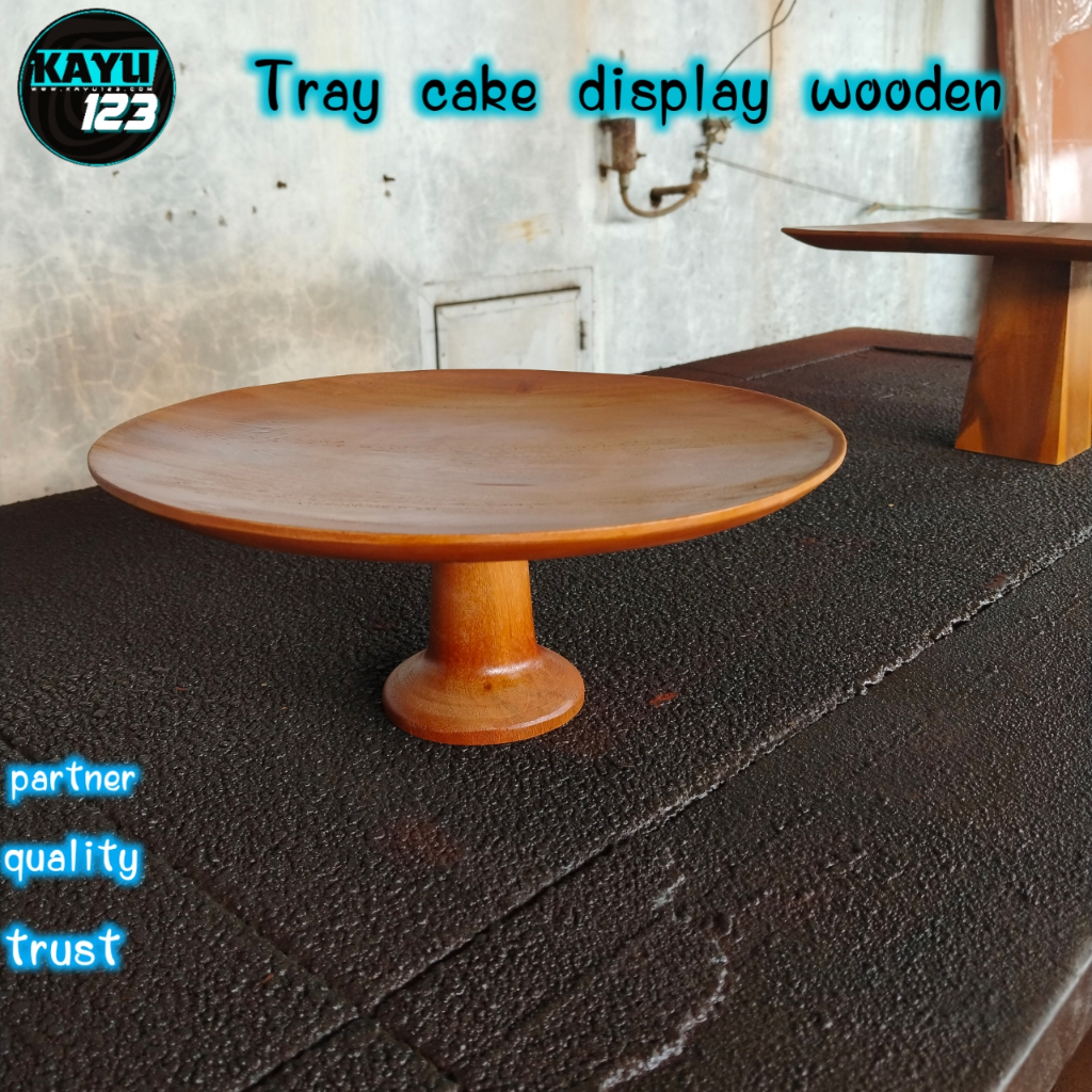Jual Kasahan Cake Kue Stand Tier Display Serving Kayu Properti Tatakan Kue Bulat Shopee