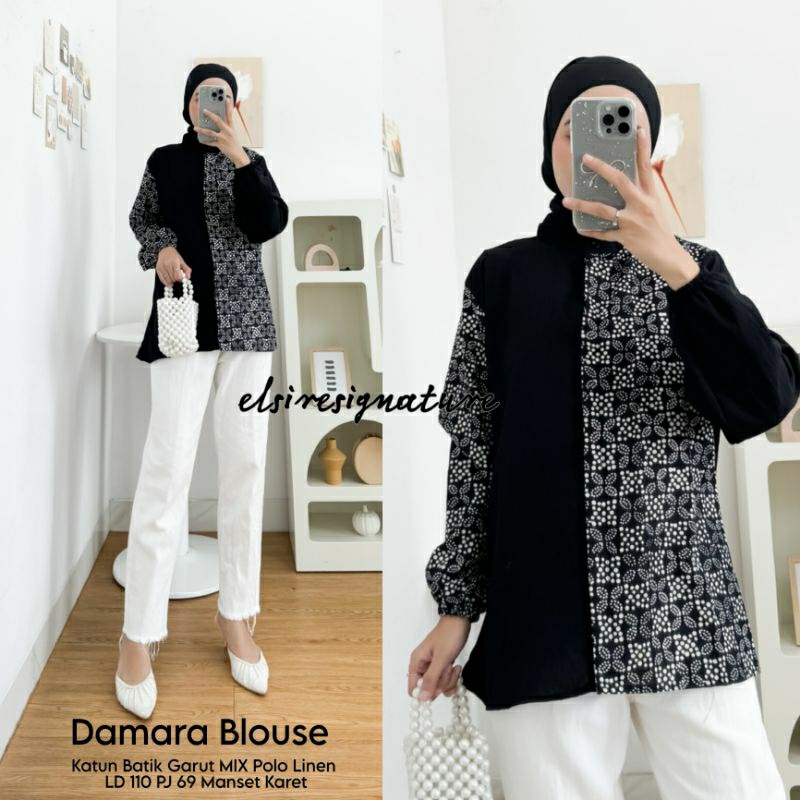 Jual MOCA Zania Damara Blouse Batik Kekinian Kawung Lurik Modern Motif ...