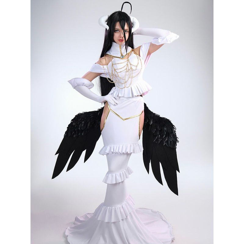 Jual 【Lolicos】Uwowo Albedo Overlord Cosplay Costume Fullset Wig Dress ...