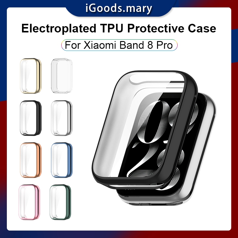 Jual Soft TPU Cover + Glass for Xiaomi Mi Band 8 Pro Electroplated ...