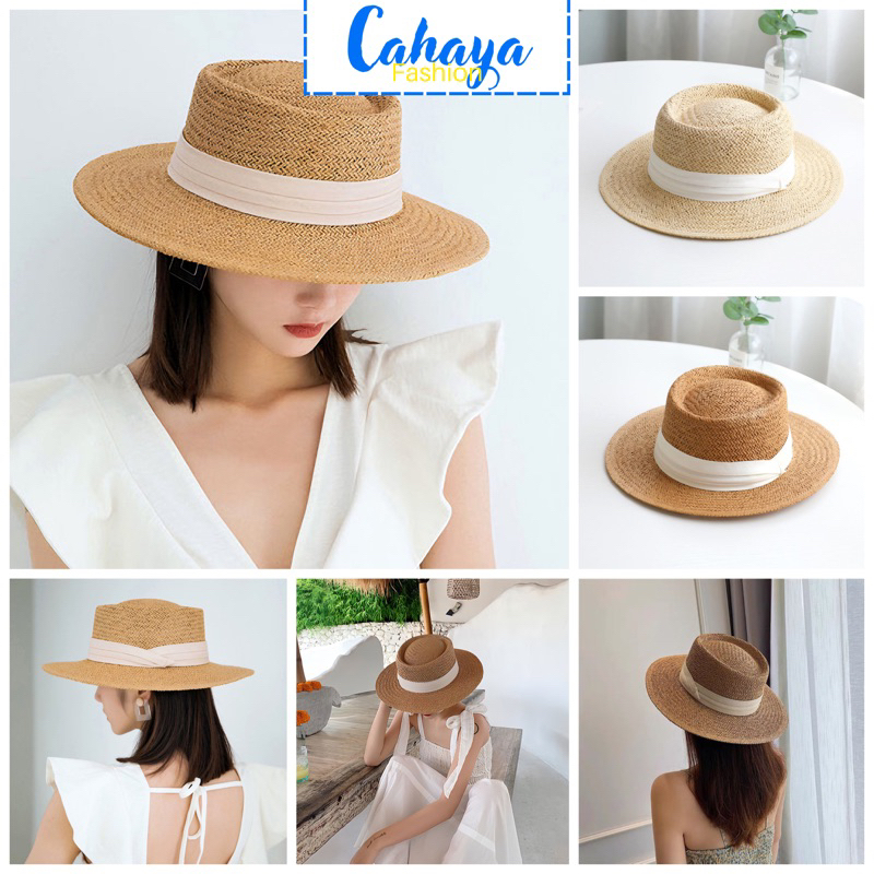 Jual Topi Pantai Topi Pantai Wanita Bahan Jerami Tebel Premium Gaya Korea Berhijab Anti UV ...