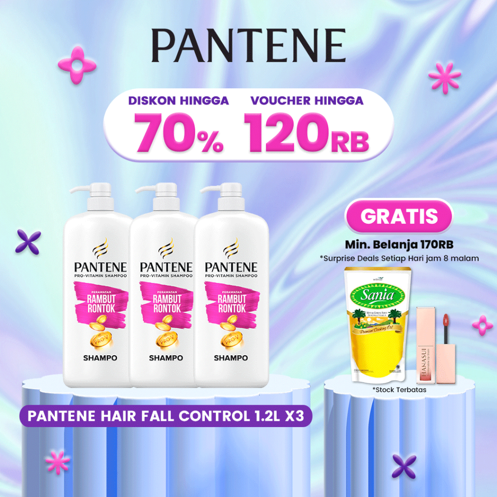 Jual Pantene Sampo Perawatan Rambut Rontok Pro-V 1200ml x3 / Pantene ...