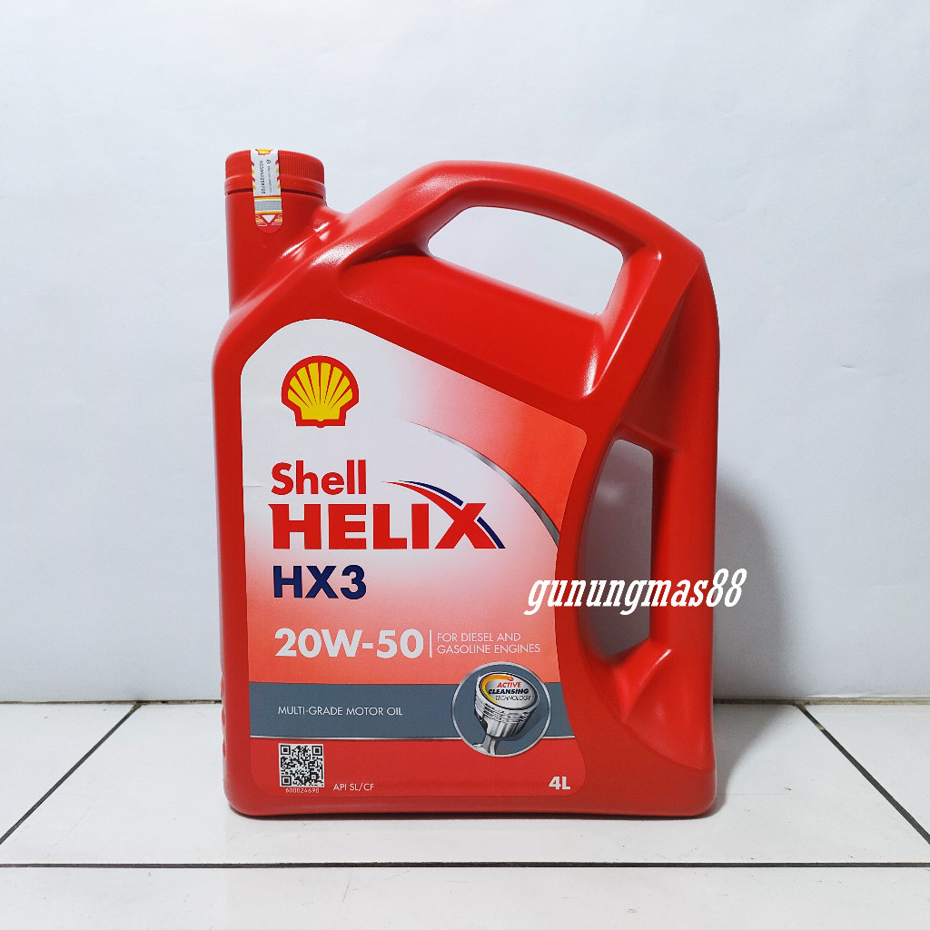 Jual Oli Mesin Shell Helix HX3 SAE 20W-50 API SL/CF 4 Liter 4L | Shopee ...